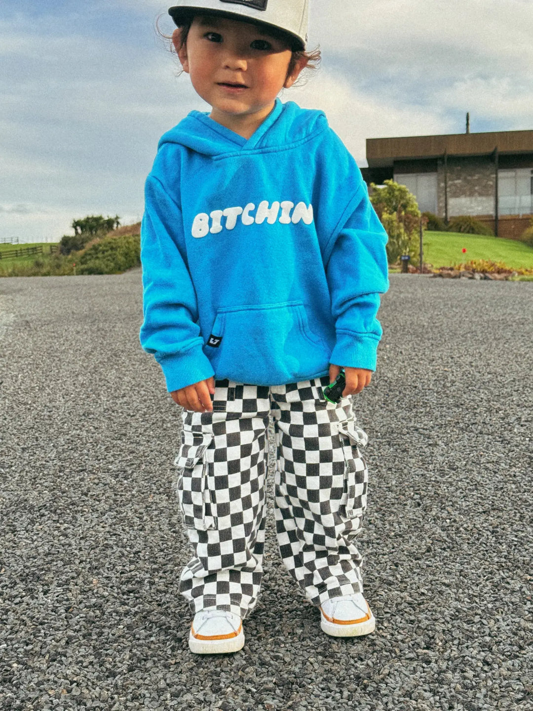 Little Trouble Kid's Checkered Baggy Cargo Pants