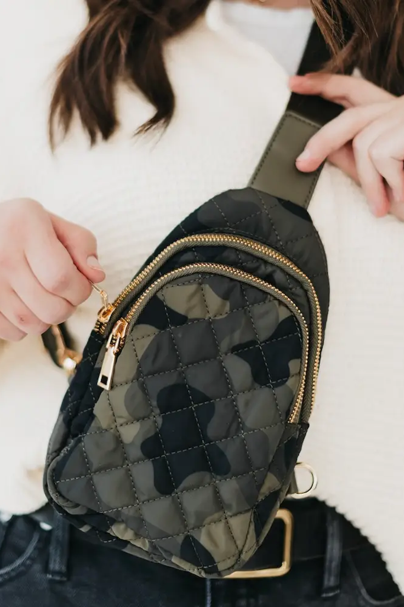 Pretty Simple Pinelope Puffer Bum Bag | Camo